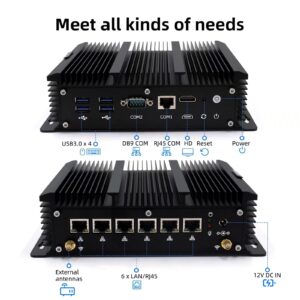 Industrial Firewall Appliance Mini PC, 6 2.5Gbe Lan, Network/Router, Core i7 10510U, Windows 10 pro, 32GB DDR4 RAM 512GB SSD, HD, 2* COM, i225 Nics, Wifi model, SIM Card slot, AES-NI, Small Computer