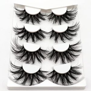 losha 25mm lashes big fluffy false eyelashes 3d dramatic long volume faux mink lashes pack 4 pairs