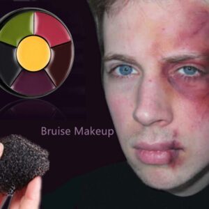 Go Ho 6 Colors Bruise Makeup Set for SFX,Bruises Wheel for Body Oil Paint Theatrical Halloween Fevstival,Face Paint Makeup Materials for Special Effects with Sponges