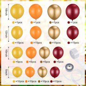 124 Pieces Fall Balloon Garland Kit Thanksgiving Orange Golden Balloons Autumn Garland Arch Kit, Fall Balloons Burgundy Orange Red Latex Balloons for Wedding Engagement Birthday Baby Shower Party