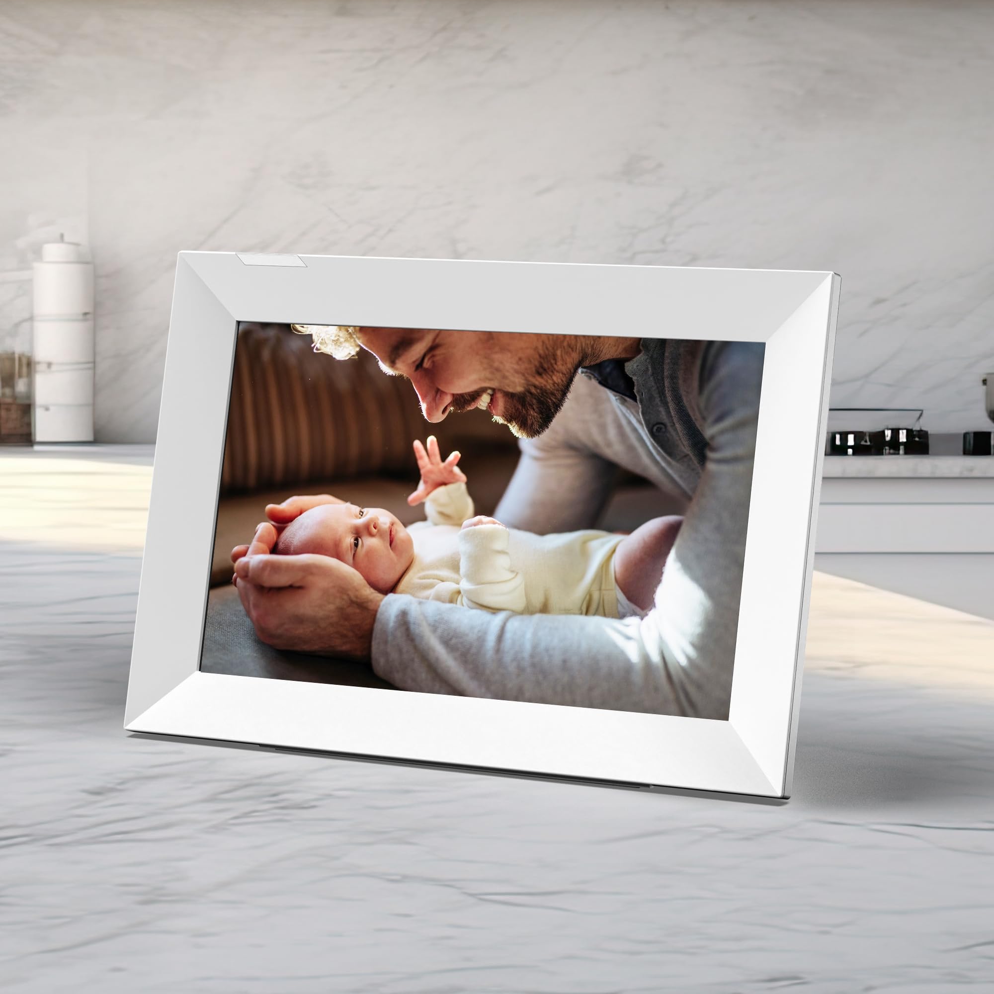 Nixplay Digital Touch Screen Picture Frame - 10.1” Photo Frame, Connecting Families & Friends (White)