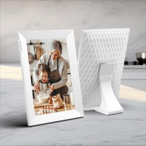 Nixplay Digital Touch Screen Picture Frame - 10.1” Photo Frame, Connecting Families & Friends (White)