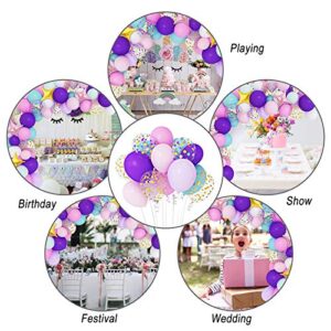 Amandir 138pcs Unicorn Balloons Arch Garland Kit, Unicorn Birthday Party Decorations for Girls Confetti Light Purple Aqua Blue Pink Balloons Set Wedding Baby Shower Party Supplies