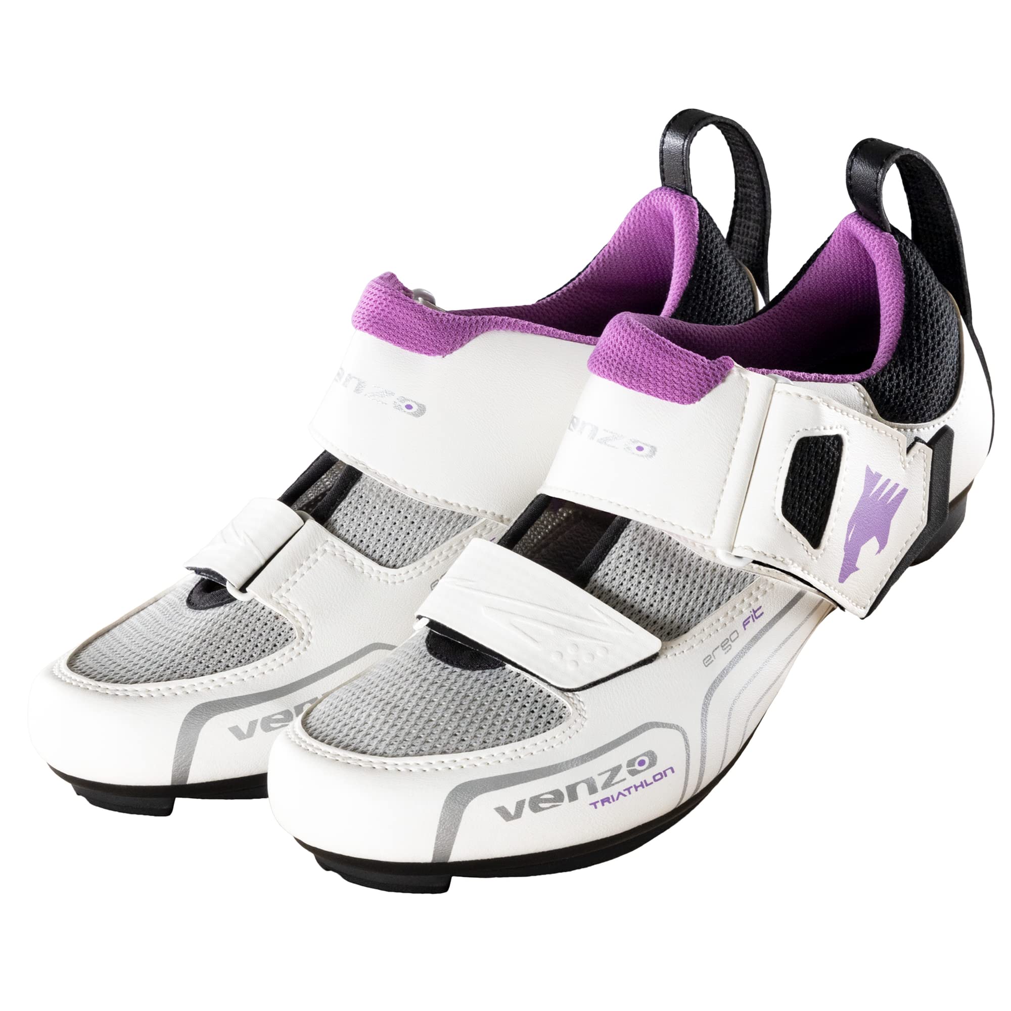 Venzo Quality Women's Bike Bicycle Road Cycling Triathlon Shoes with Clipless Sealed Bearing Look Delta Compatible Pedals & Cleats - Size 38 White