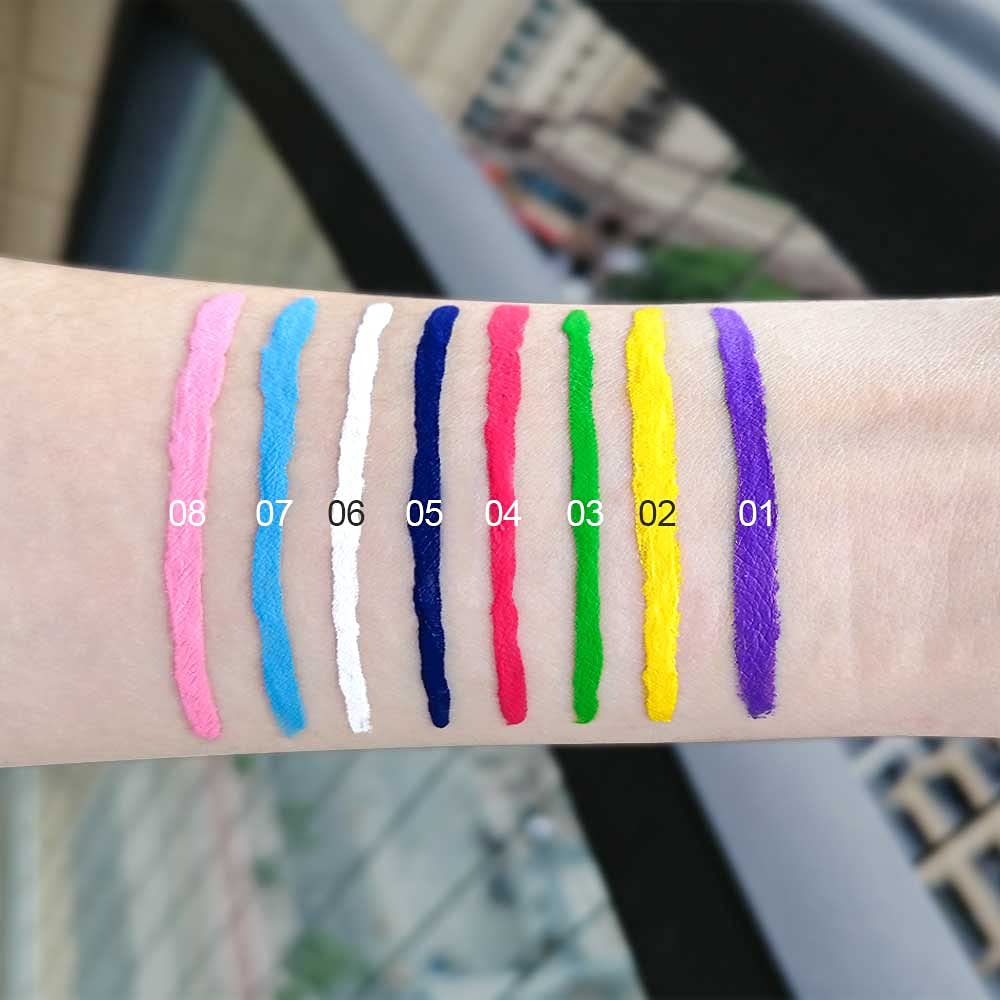 KARNAR 8 Colors Liquid Matte Eyeliner Set, Colorful White Black Red Brown Blue Purple Yellow Green Eye Liners For Party Festival Waterproof Quick Dry Eyes Makeup Kit (SET01)…