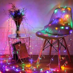 Easter Decorations Lights, 66ft 200 LED Easter Pastel String Lights, Clear Wire Twinkle Fairy Tree Lights Indoor Outdoor, 8 Modes Plug-in Christmas Lights for Bedroom Garden Party Decor