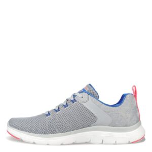 skechers women's flex appeal 4.0- elegant ways - grey mesh/multi trim - us 7