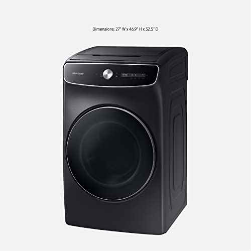 SAMSUNG 7.5 Cu. Ft. Smart Dial Gas Dryer with FlexDry, Dry 2 Loads in 1 Large Capacity Machine, Super Speed 30 Minute Clothes Drying Cycle, WiFi Connected Control, DVG60A9900V/A3, Brushed Black