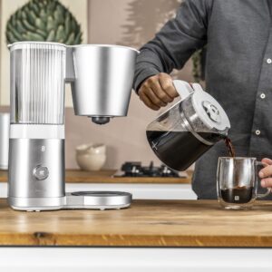 ZWILLING Enfinigy Glass Drip Coffee Maker 12 Cup, Awarded the SCA Golden Cup Standard, Silver