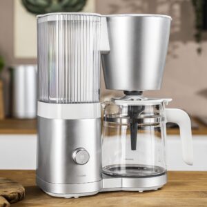 ZWILLING Enfinigy Glass Drip Coffee Maker 12 Cup, Awarded the SCA Golden Cup Standard, Silver