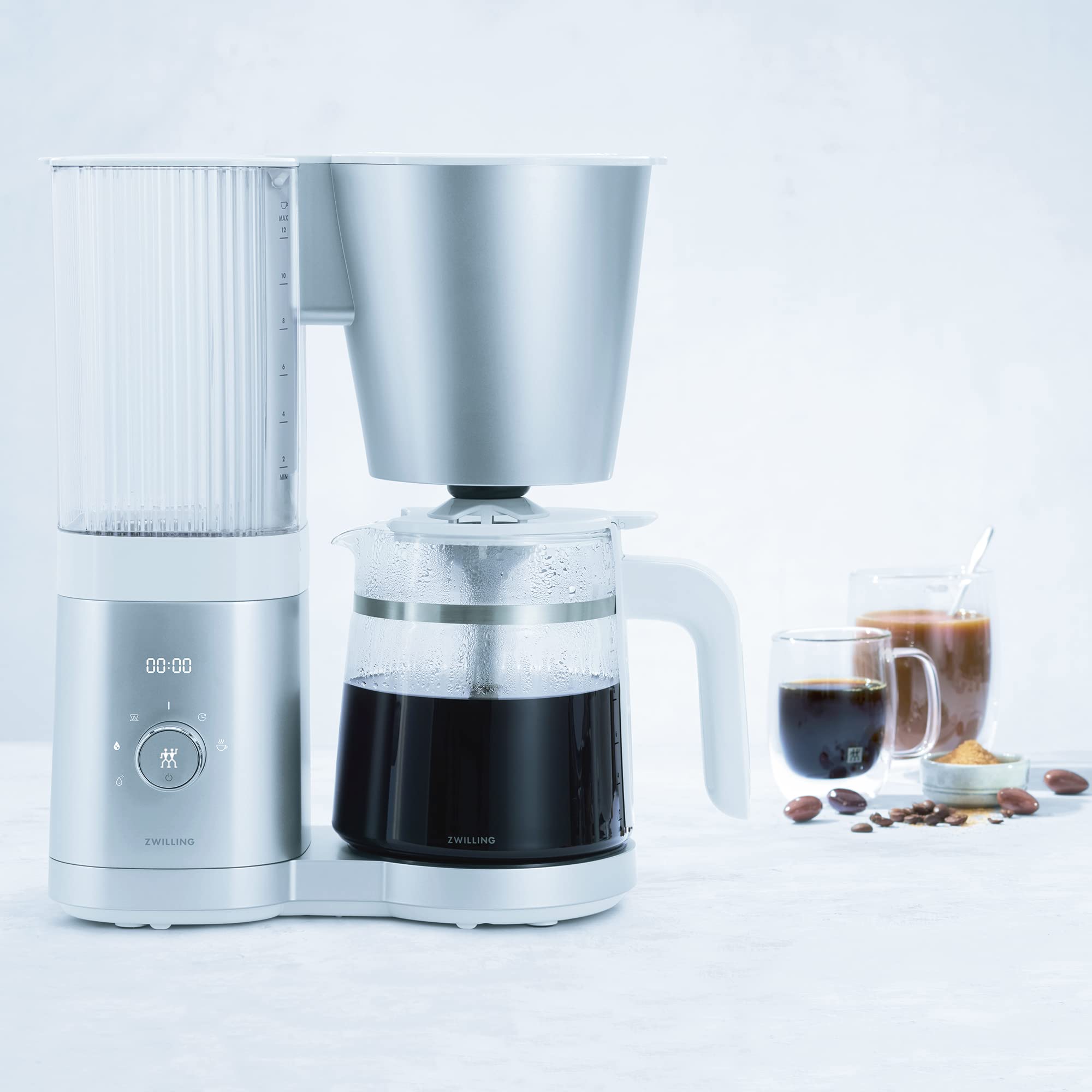 ZWILLING Enfinigy Glass Drip Coffee Maker 12 Cup, Awarded the SCA Golden Cup Standard, Silver