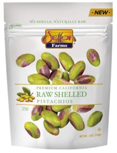 setton farms naturally raw shelled pistachios, no shell, non-gmo project verified, certified gluten free, vegan and kosher, heart healthy snack, 5 oz