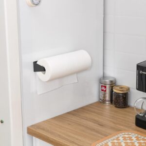 magnetic paper towel holder for the side of refrigerator steel paper towel rack with magnetic backing - fit for most size of paper towels for fridge, grill, garage.（magnetic-11inch-black）