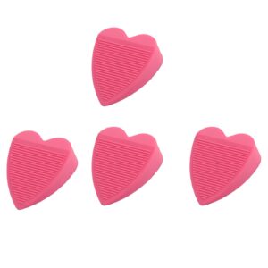 veiren 4 pieces silicone door stoppers cute heart shape door stops safety anti-skid wedge finger protector window door rear retainer flexible door block plug for home bathroom office, pink