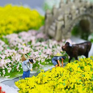 35 Pcs Static Grass Tuft Model Grass Tufts Railway Artificial Grass and 28 Pcs Bushy Tuft Pink Flower Cluster Vegetation Groups for DIY Architecture Building Model Train Landscape Railroad Scenery