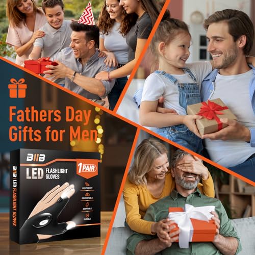 BIIB Father's Day Gifts for Dad, Flashlight Gloves Dad Gifts for Men, Father's Day Gifts from Daughter Wife Son, Mens Gifts for Him Dad Grandpa, Birthday Gifts for Men Gadgets Camping Essentials