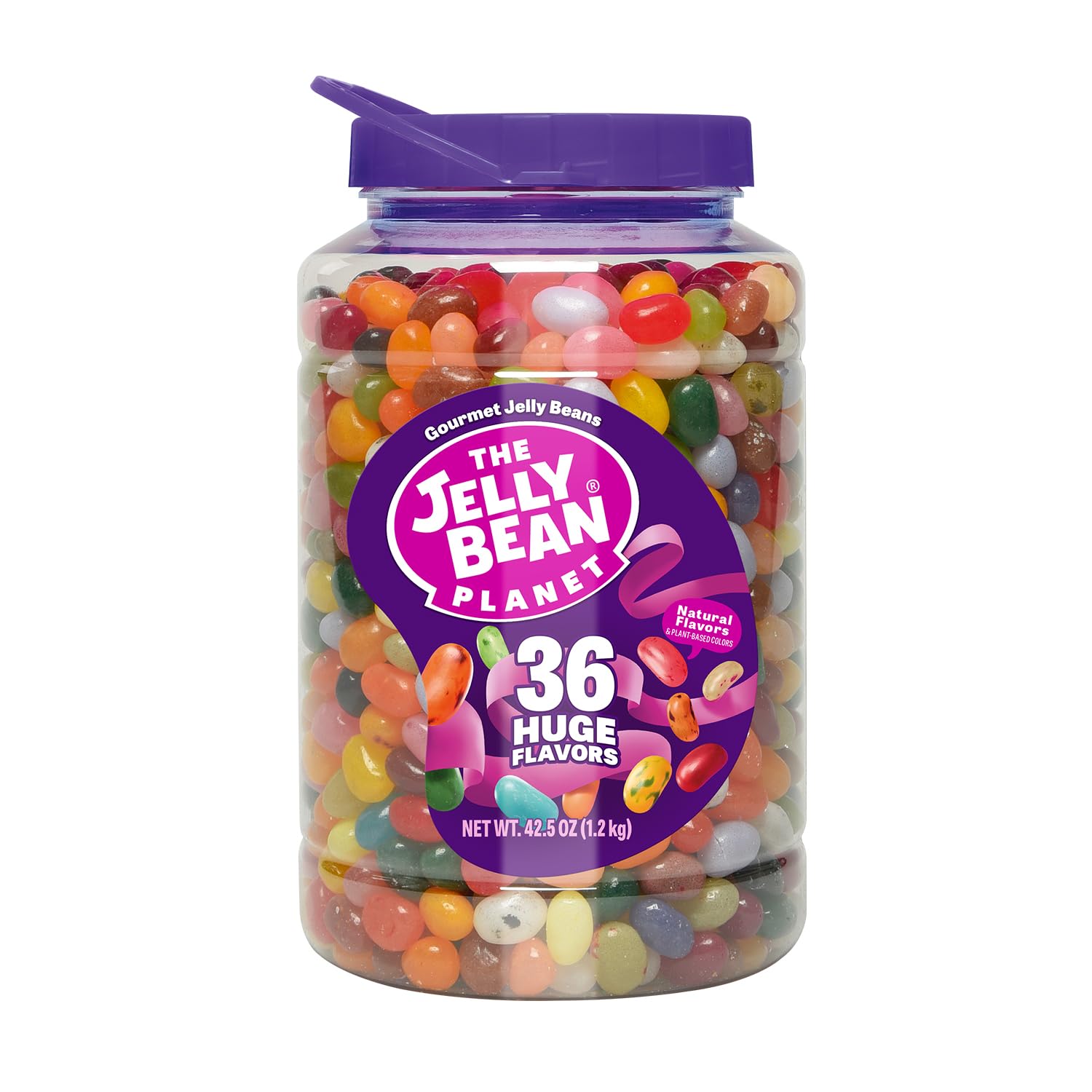 The Jelly Bean Planet 36 Huge Flavors 42.5 oz Jar - Jelly Beans - Chewy Fruit Flavored Candy - Gluten free Snacks - Candy Bulk - Party Gift