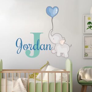 custom name & initial elephant wall art i elephant baby shower decorations i elephant wall decor | elephant baby shower decorations for girl i baby elephant nursery decor | wall decals