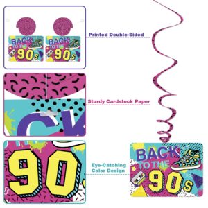 28Pcs Back to The 90s Party Hanging Swirls Decorations 90s Retro Ceiling Streamers for 1990s Throwback Birthday Party 90s Hip Hop Party Supplies