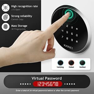 KAPUCI Modern Minimalism Design Biometric Fingerprint Touch Screen Safe, 1.28 Cubic Feet Auto-Open Safe Box with Digital Virtual Password,Safety Steel Home Safes for Wardrobe,Home,Office,Hotel