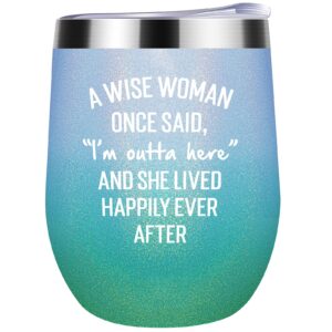 retirement gifts for women 2024 wine tumbler retired gifts for women retirement party decorations fun retirement gifts for women retired people coworkers friends 12 oz