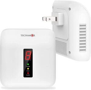 techamor y401 natural propane gas detector, home gas alarm and monitor, leak alarm for lng, lpg, methane, coal gas detection in kitchen, home, camper (1, white)