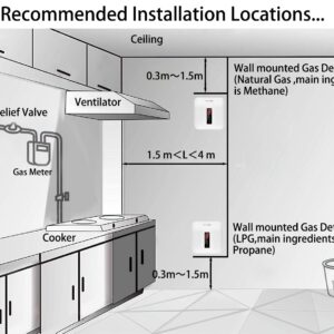 Techamor Y401 Natural Propane Gas Detector, Home Gas Alarm and Monitor, Leak Alarm for LNG, LPG, Methane, Coal Gas Detection in Kitchen, Home, Camper (1, White)