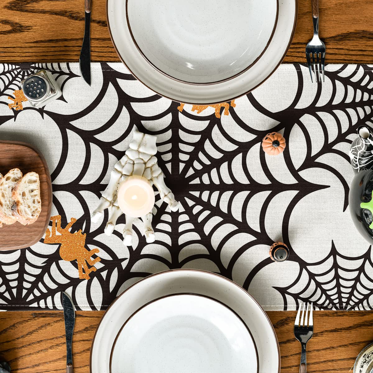 Artoid Mode Spider Web Table Runner, Halloween Holiday Kitchen Dining Table Decoration for Indoor Outdoor Home Party Decor 13 x 72 Inch