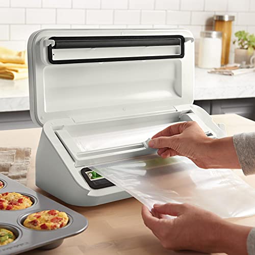 FoodSaver Vacuum Sealer Machine with Sealer Bags and Roll, Bag Storage, Cutter Bar, and Handheld Vacuum Sealer for Airtight Food Storage and Sous Vide, White/Silver