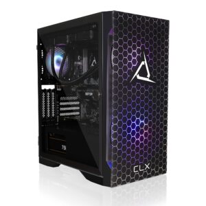 clx set gaming desktop - liquid cooled amd ryzen 7 5800x 3.8ghz 8-core processor, 16gb ddr4 memory, geforce rtx 3060 12gb gddr6 graphics, 500gb ssd, 3tb hdd, wifi, windows 11 home 64-bit, black