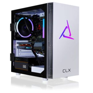 clx set gaming desktop - liquid cooled intel core i7 10700f 2.9ghz 8-core processor, 16gb ddr4 memory, geforce rtx 3060 12gb gddr6 graphics, 500gb ssd, 3tb hdd, wifi, windows 11 home 64-bit, white