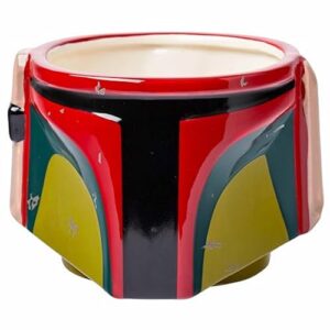 silver buffalo star wars boba fett’s helmet with battle scars ceramic 3d sculpted mug, 20 ounces