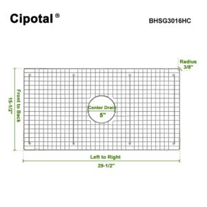 CIPOTAL 29.5 in. x 15.5 in. Centre Drain Sink Protector with Supersoft Silicone Feet in 304 Grade Stainless Steel