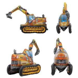 Self standing 4D Aluminum foil balloon toy armed forces digger engineering vehicle children birthday balloon decoration party decoration (3D digger)