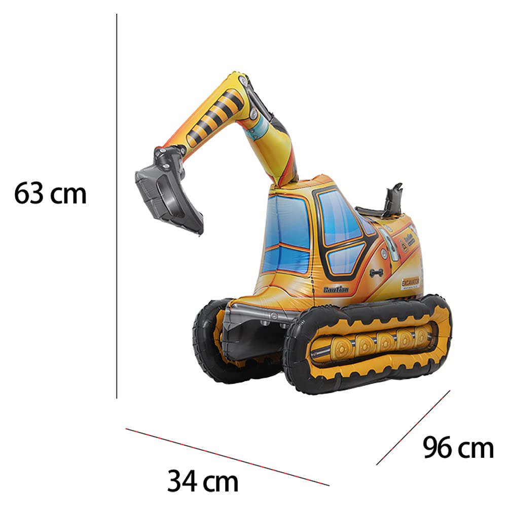 Self standing 4D Aluminum foil balloon toy armed forces digger engineering vehicle children birthday balloon decoration party decoration (3D digger)