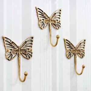 indian shelf butterfly hooks coat rack wall mount towel hooks for bathrooms cute wall hooks kids wall hooks for hanging heavy duty key holder for wall decorative wall hooks vintage wall decor-3 pack