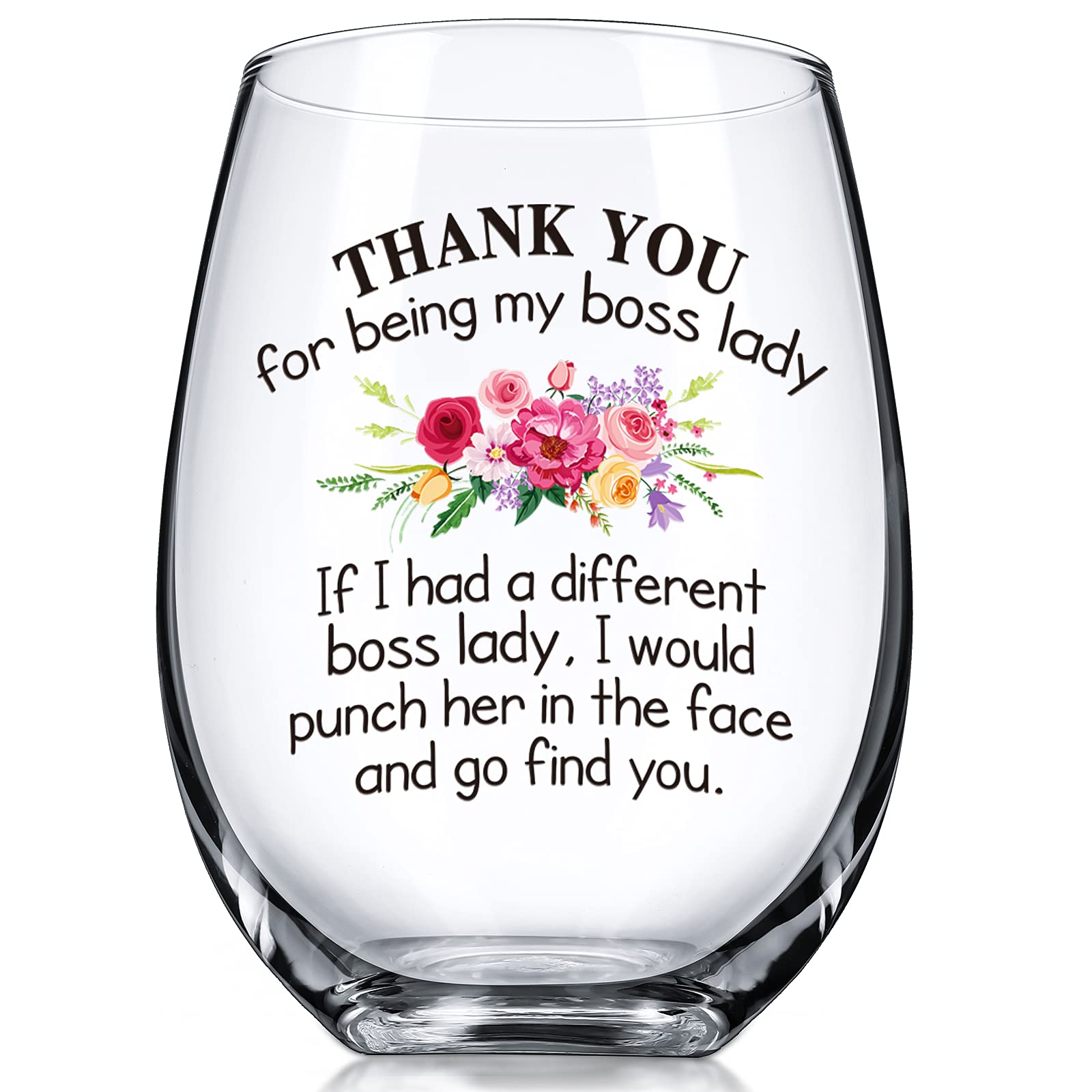 Thank You for Being My Leader Lady Wine Glass Gifts for Women Leader Lady Wine Glass Wine Glass (Flower)