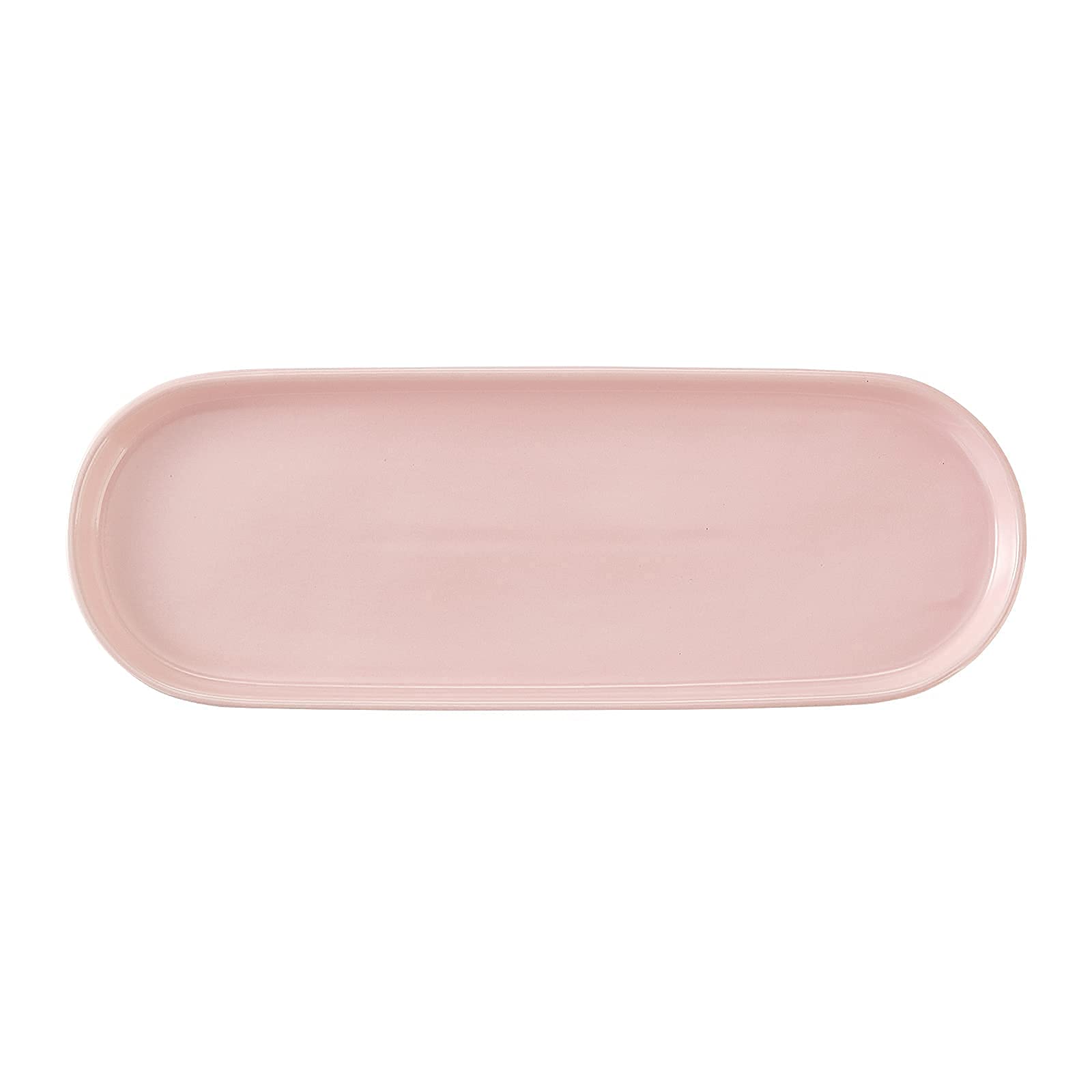 Ceramic Sink Tray, Bathroom Counter Tray, Bathtub Tray, Cosmetics Dish, Candle Tray, Perfume Shampoo Liquid Soap Tray Simple Style Design Suit for Bathroom and Kitchen (Pink)