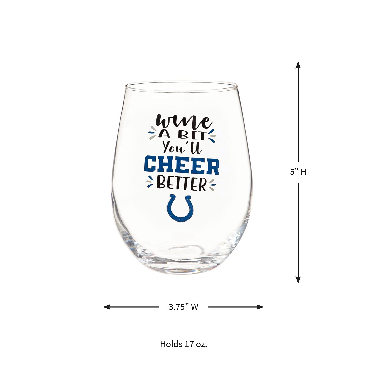 Team Sports America Indianapolis Colts, 17oz Boxed Stemless WIne Glass