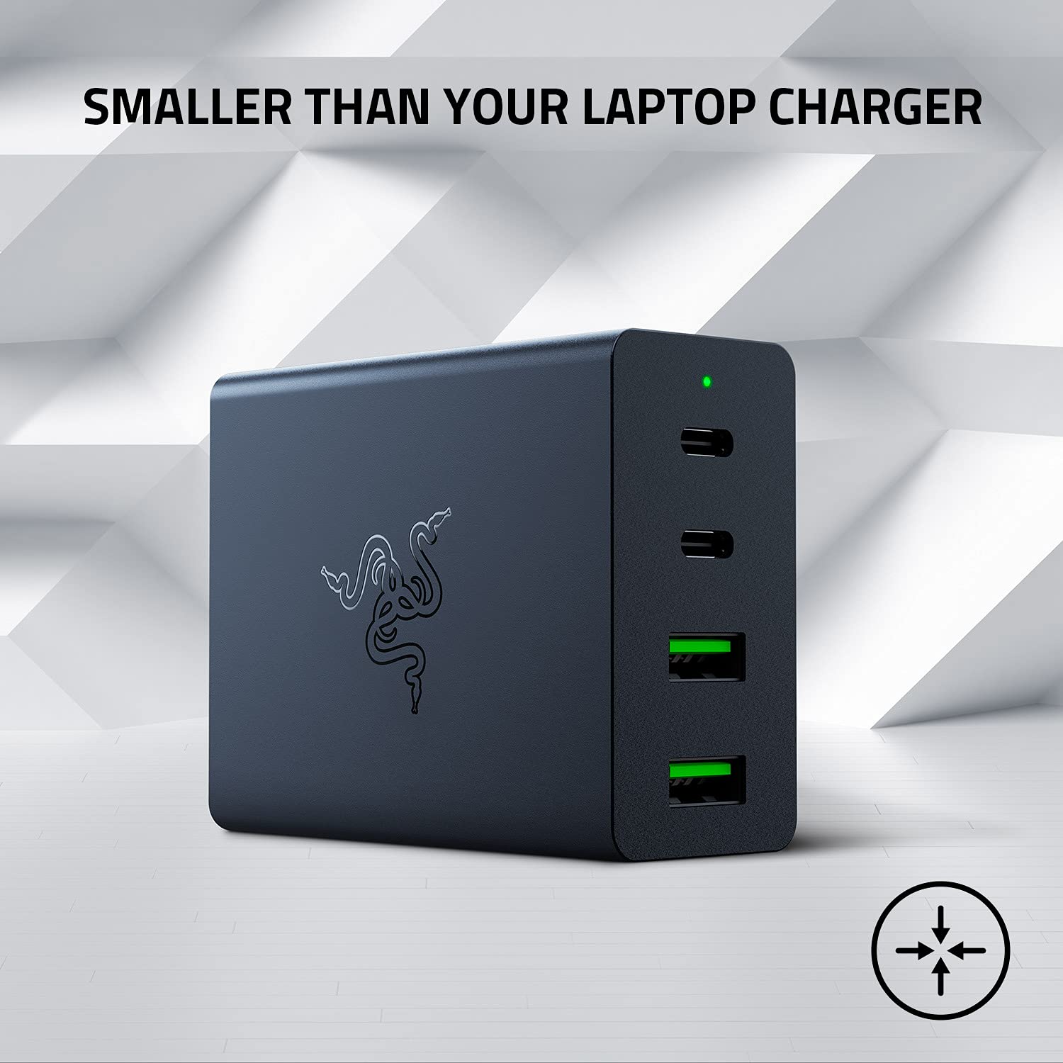 Razer USB-C 130W GaN Charger: 4 Ports - Super Fast Charging for Laptops, MacBook, iPad, iPhone, Samsung Galaxy - Charge Multiple Devices - Compact & Travel Ready - International Plugs Included - Black