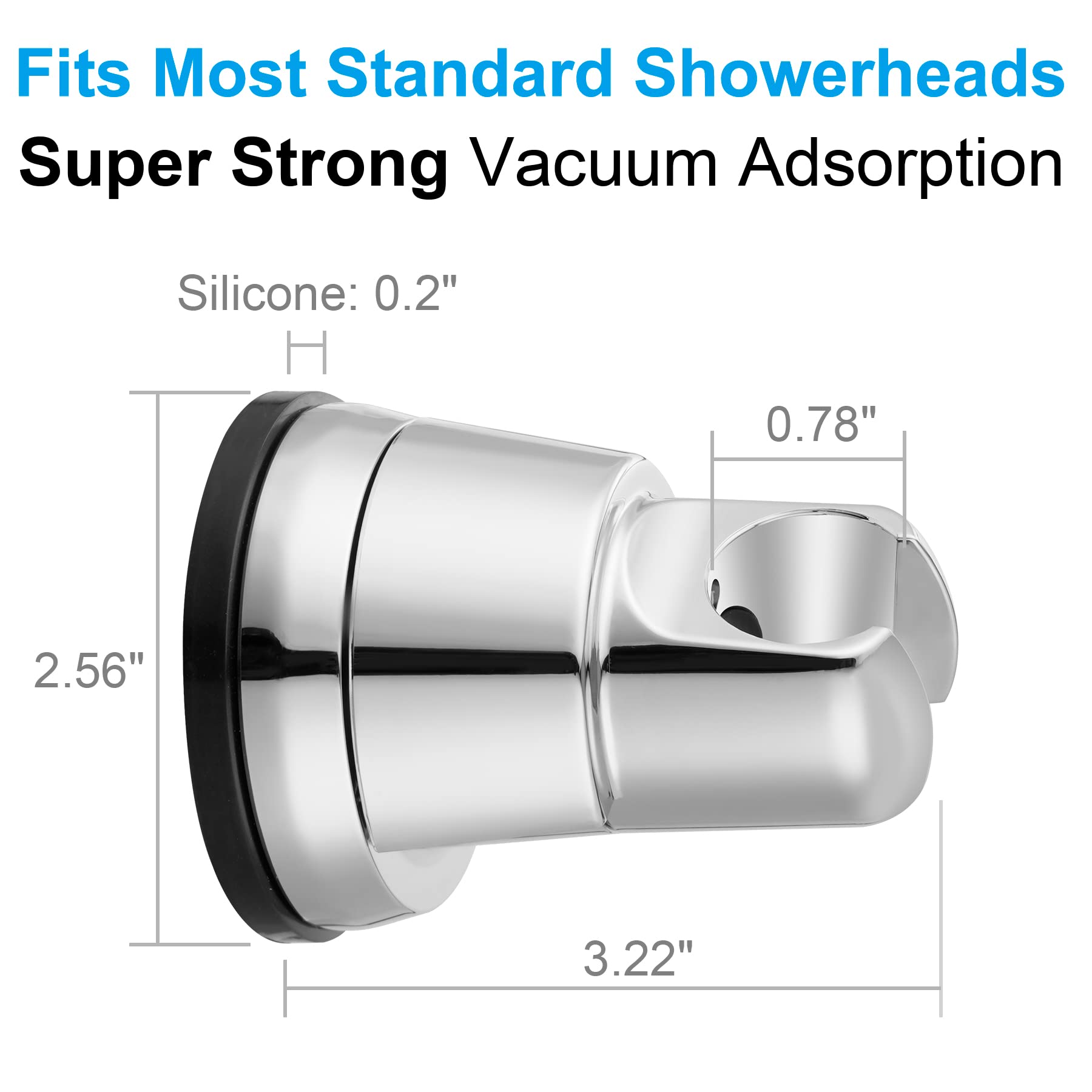 2 Pack Vacuum Suction Cup Shower Head Holder, Removable Shower Head Bracket, Height Adjustable Shower Wand Holder & Wall Mount ABS Plastic Suction Holder for Handheld Shower Head, Chrome