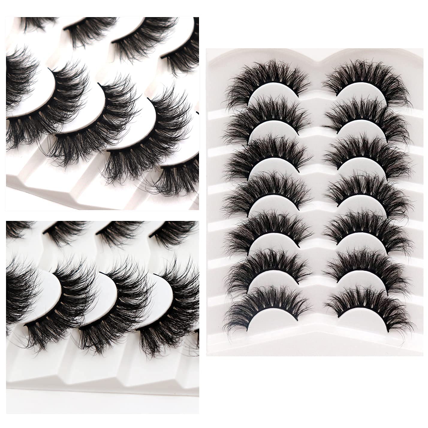 Veleasha False Eyelashes Wispy Faux Mink Lashes Fluffy Handmade Fake Eyelashes Natural Look 7 Pairs Pack Luxury Cat Eye Lashes (804)