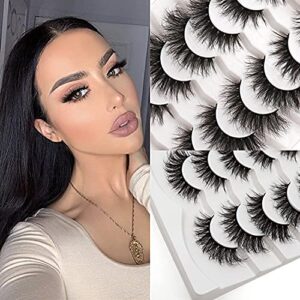 Veleasha False Eyelashes Wispy Faux Mink Lashes Fluffy Handmade Fake Eyelashes Natural Look 7 Pairs Pack Luxury Cat Eye Lashes (804)