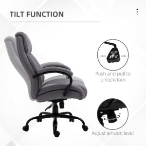 Vinsetto High Back Big and Tall Executive Office Chair 484lbs with Wide Seat, Computer Desk Chair with Linen Fabric, Adjustable Height, Swivel Wheels, Light Grey