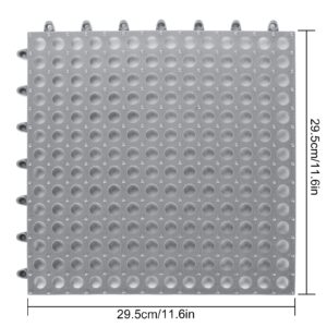 12 Pack 11.8" x 11.8" Interlocking Floor Tiles with Drain Holes Soft PVC Non Slip Shower Floor Mat Modular Interlocking Cushion Mat for Drain, Pool, Patio, Balcony, Kennel, Poultry, Floor Grid, Grey