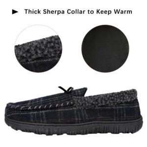 Bigwow Mens Slippers Moccasins House Shoes with Fashion Style Indoor Outdoor Mens Slippers Memory Foam Black Size 13