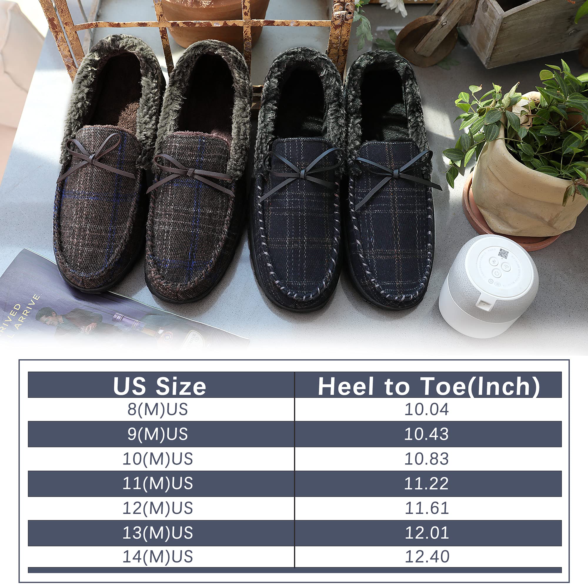 Bigwow Mens Slippers Moccasins House Shoes with Fashion Style Indoor Outdoor Mens Slippers Memory Foam Black Size 13