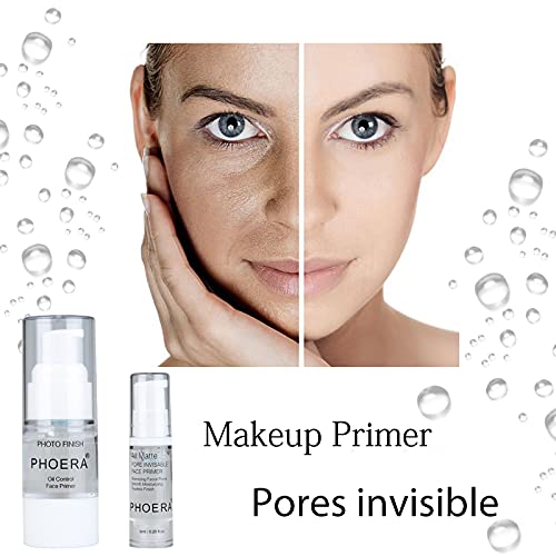 2 Pcs PHOERA Setting Powder and Face Primer, Control Oil Brighten Skin Color Cover Face Setting Loose Powder。 (02 Cool Beige + makeup primer)