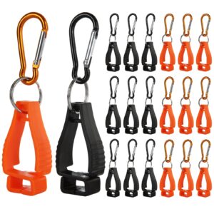 fviexe 20pcs glove clips for work, glove holder clip work safety clip for construction guard labor, glove grabber glove keeper belt glasses helmets hanger clamp catcher (10pcs black, 10pcs orange)