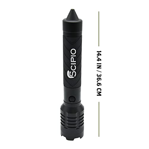 Scipio Tactical Rechargeable LED Flashlight - 4000 Lumens with Glass Breaker and Bright Light